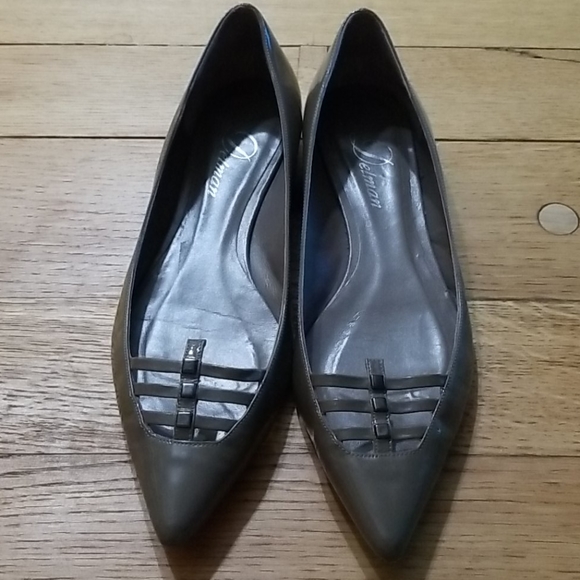 Delman | Shoes | Authentic Delman Slim Slate Blue Grey Ballet Flats ...